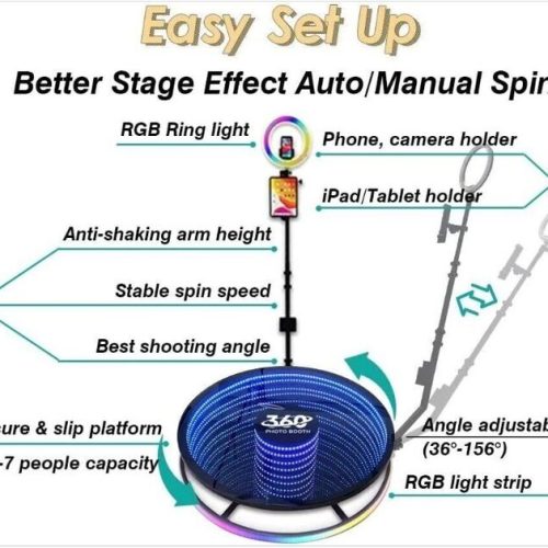 LED Tempered Glass 360 Infinity Photo Booth (86cm) – 360 Video Booth ...